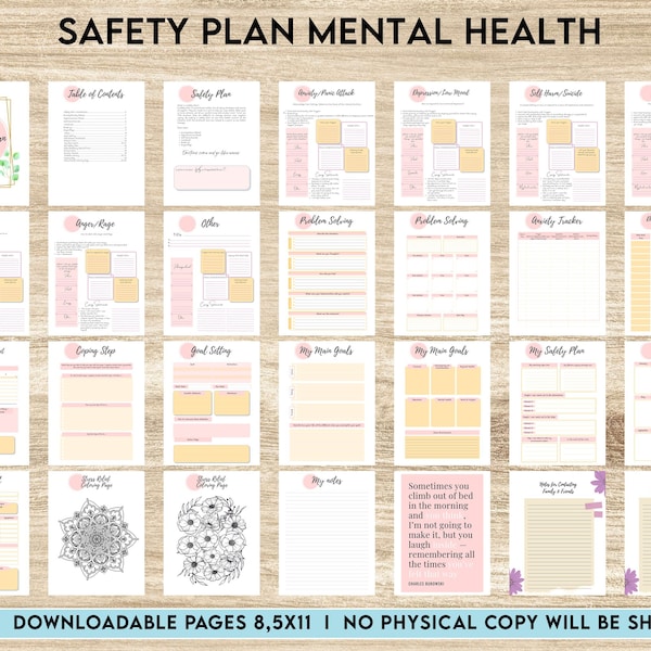 Self Harm Worksheets - Etsy