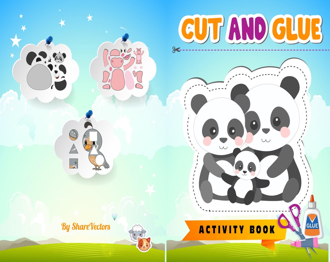 Cut and Glue Activity Book PDF File 8.5x11 Inch for Kids Aged 2-4 4-8 ...