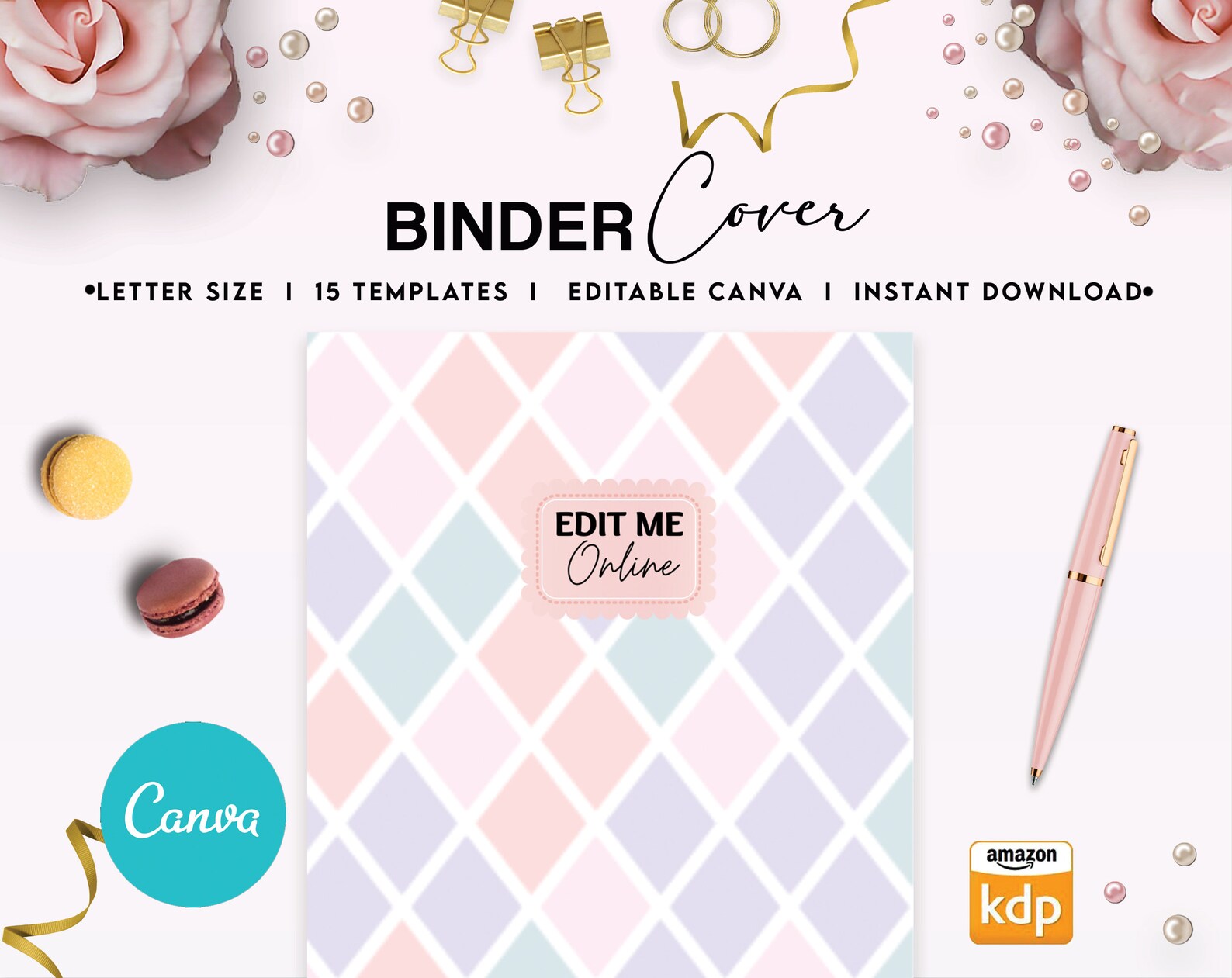 15 Pattern Book Cover Template Bundle Canva Editable for - Etsy