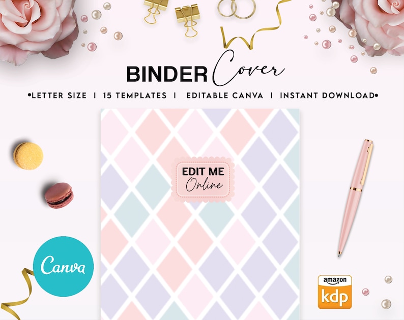 15 Pattern Book Cover Template Bundle Canva Editable for Notebook ...
