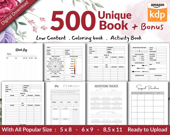 500 Unique Amazon KDP Interiors Bundle Low Content Books - Etsy