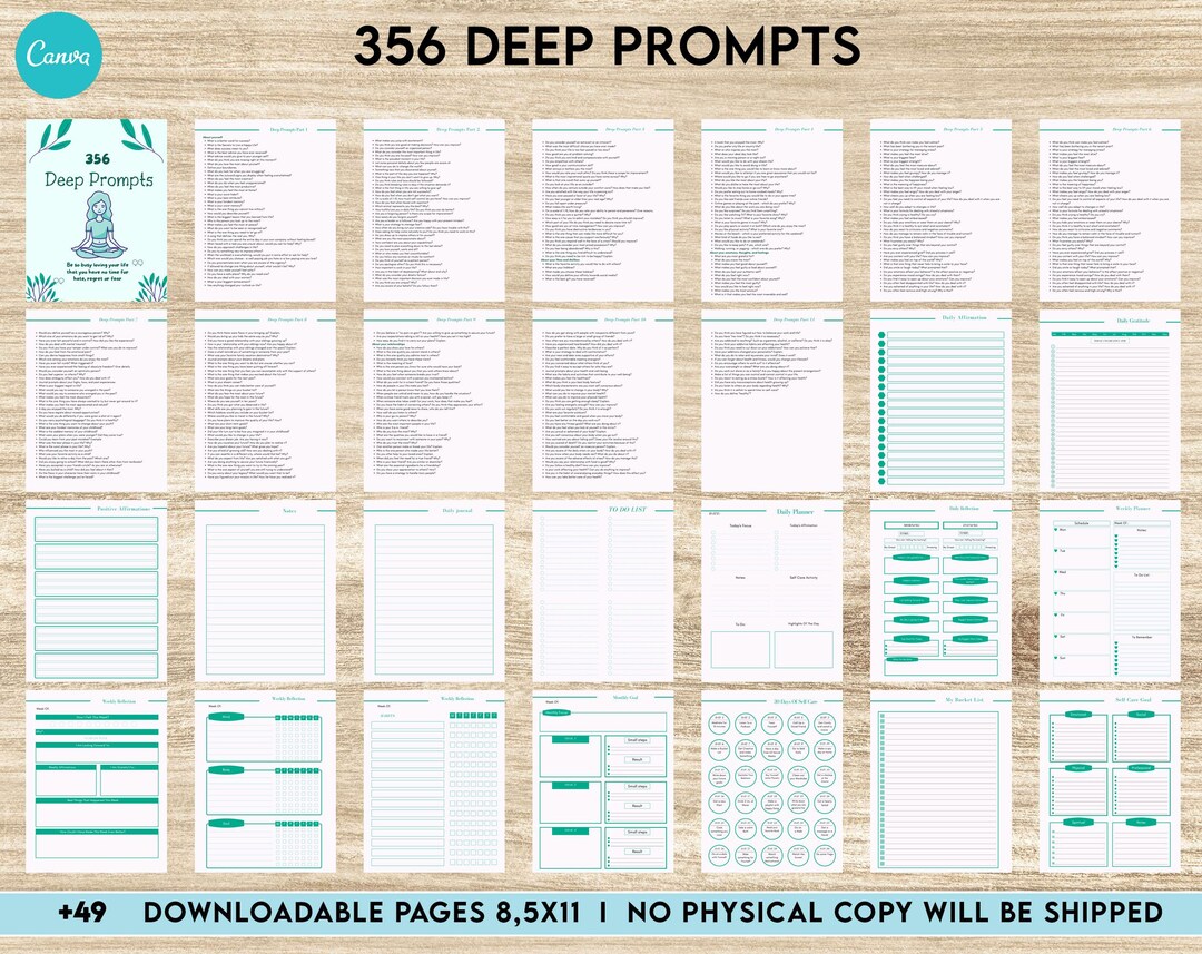365 Prompts Journal, Mental Health Journal, Self Care Journal, Writing ...