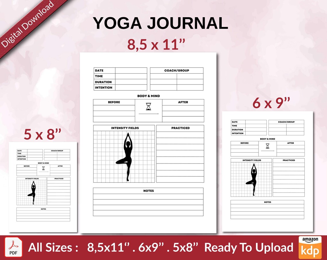 YOGA Journal 120 Pages Ready to Upload PDF Used as Low Content Planner ...