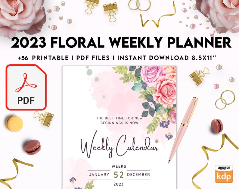 2023 Floral Weekly Planner Dated 2023 Planner Calendar - Etsy