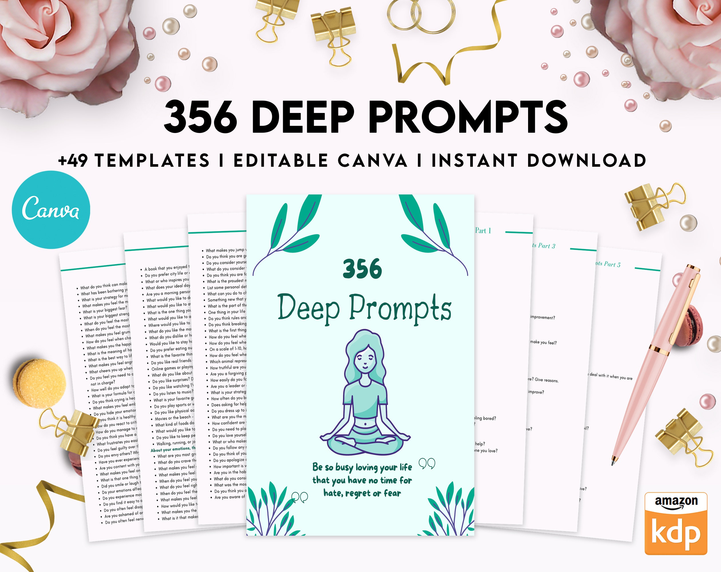 365 Prompts Journal, Mental Health Journal, Self Care Journal, Writing ...
