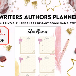 Author Planner, Writers Planner, Book Writing Planner, Novel Planner, 8 ...