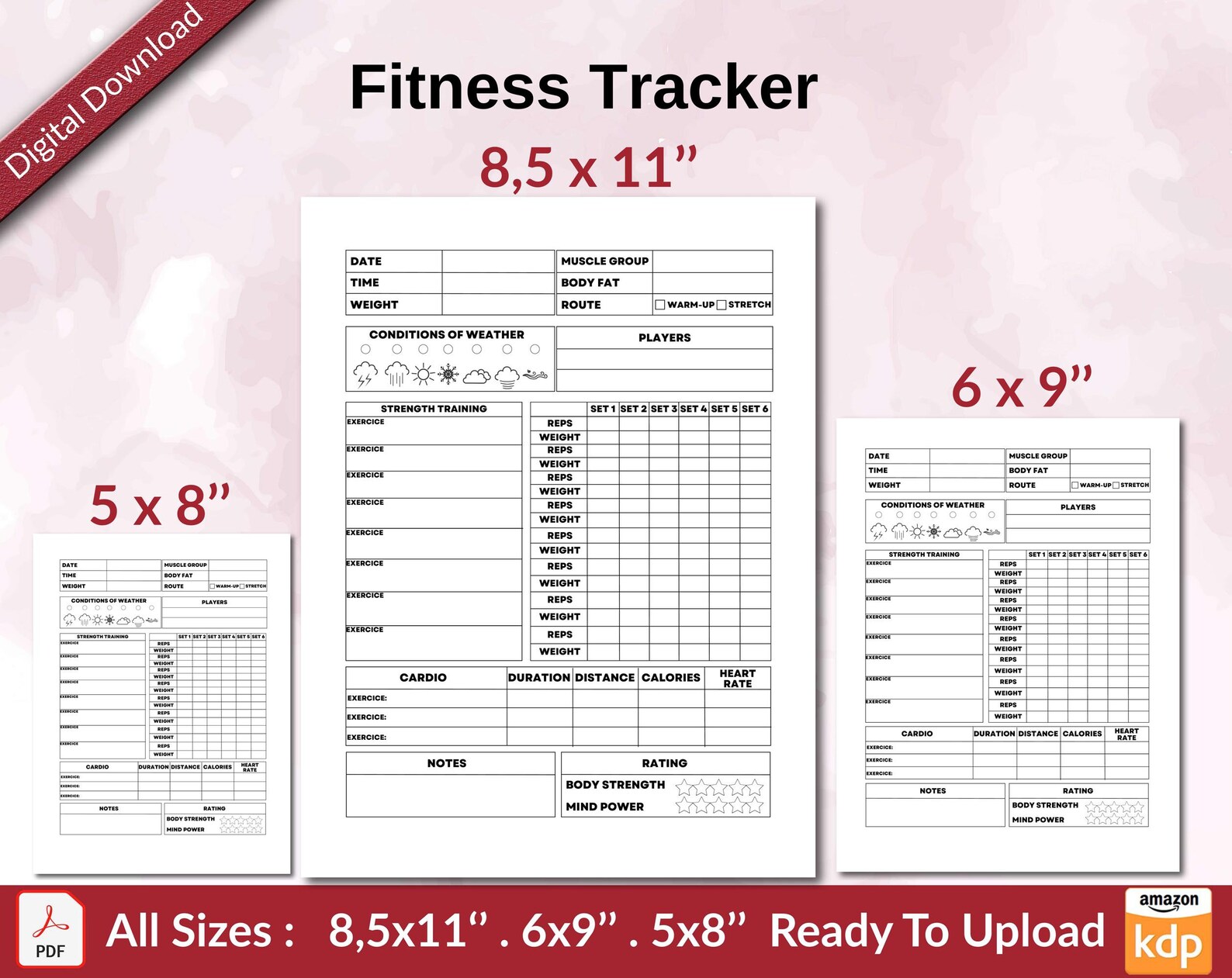 Fitness Tracker 120 Pages Ready to Upload PDF Used as Low | Etsy