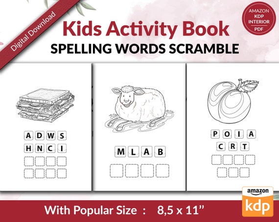 Spelling Word Scramble Puzzle for Kids Activity Book KDP - Etsy