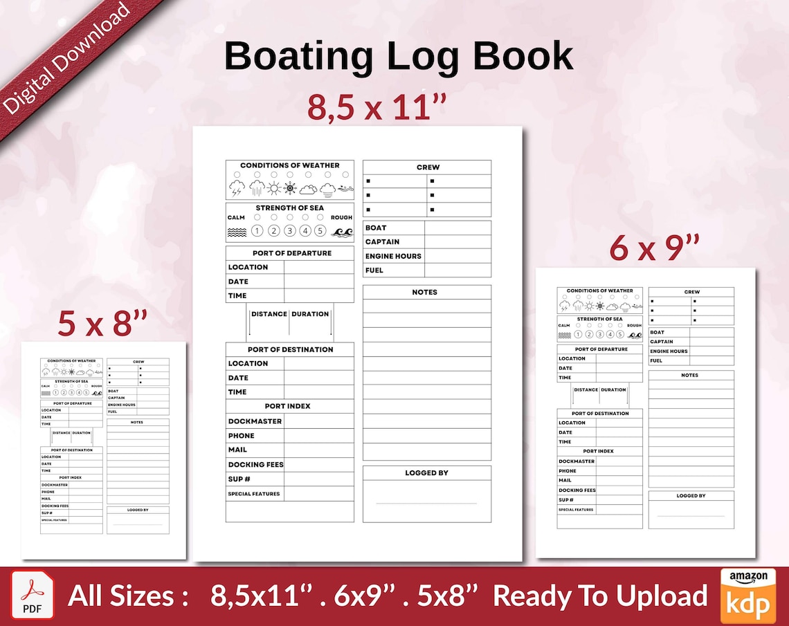 Boating Log Book 120 Pages Ready to Upload PDF Used as Low - Etsy