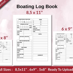 Boating Log Book 120 Pages Ready to Upload PDF Used as Low Content ...