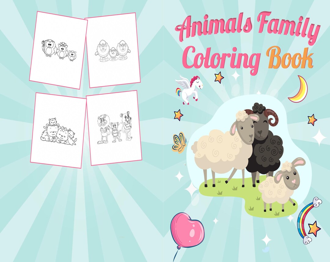 Animals Family Coloring Book for Kids, 8,5x11 Printable PDF File Kids ...