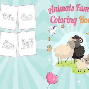 Animals Family Coloring Book for Kids, 8,5x11 Printable PDF File Kids ...
