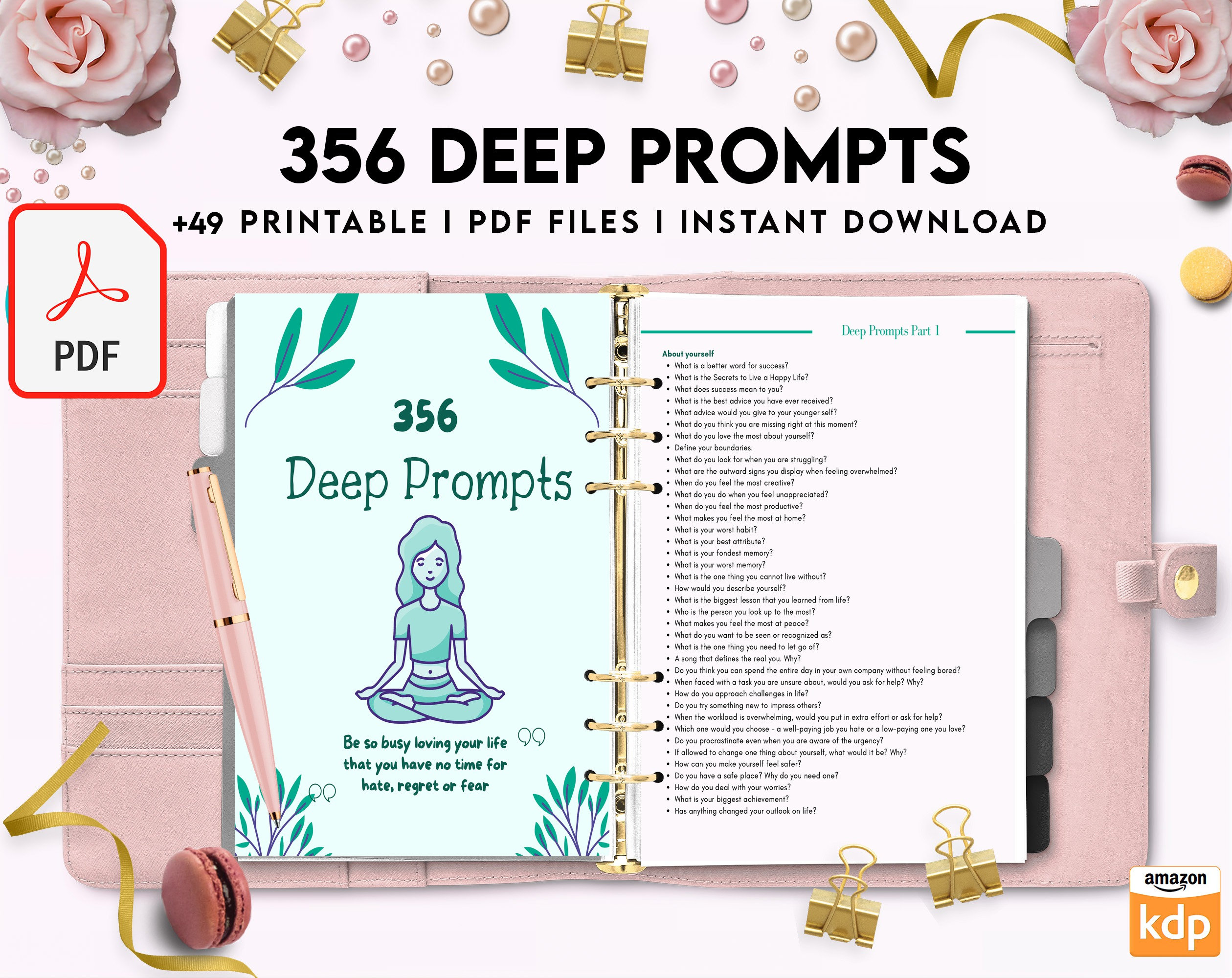 365 Prompts Journal, Mental Health Journal, Self Care Journal, Writing ...
