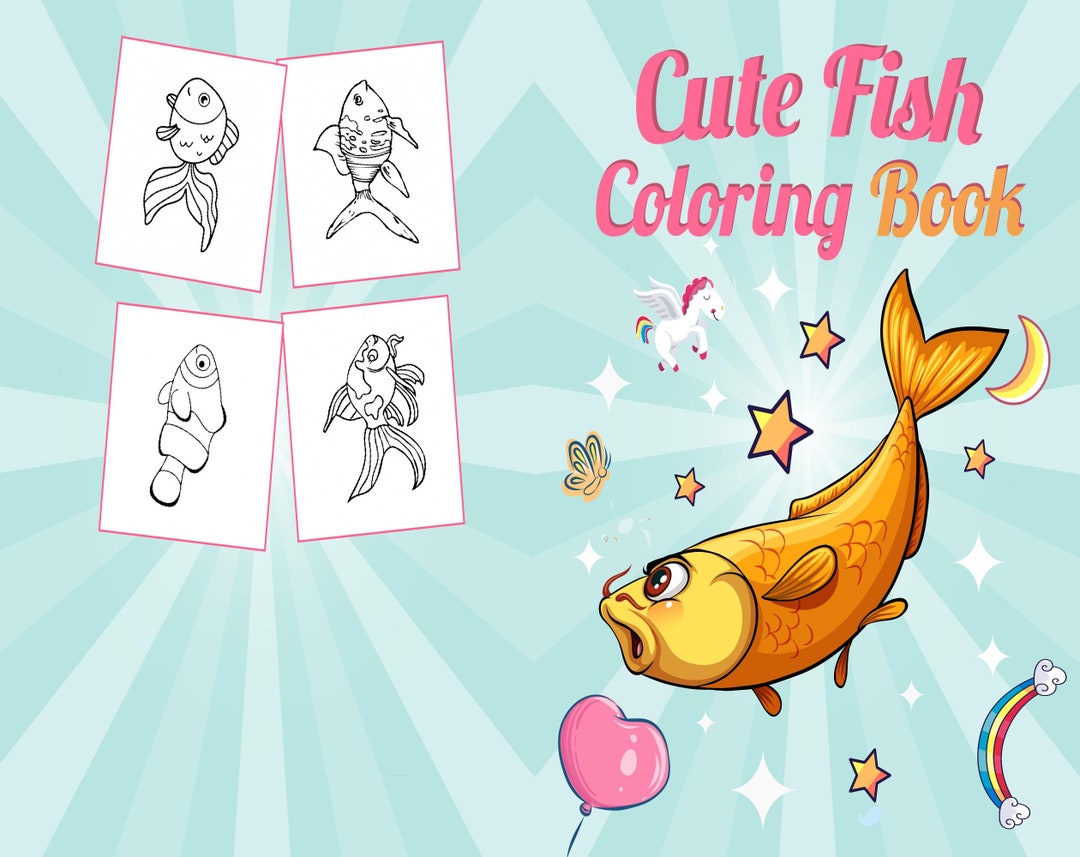 Cute Fish Coloring Book for Kids 85x11 Printable PDF File - Etsy