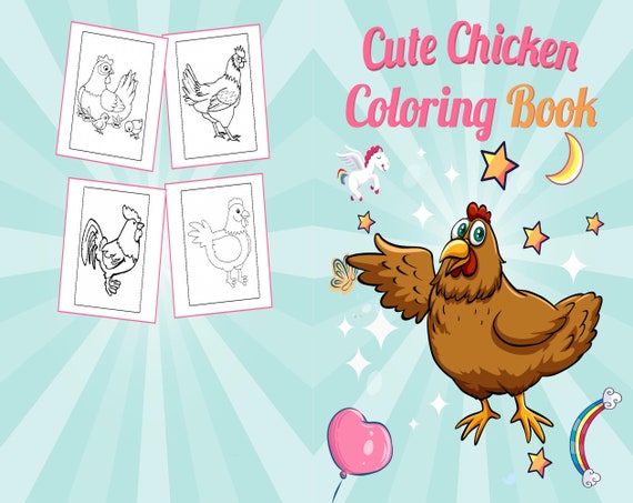 Cute Chicken Coloring Book for Kids 85x11 Printable PDF File - Etsy