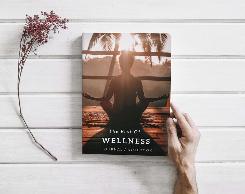 Wellness Yoga Book Cover Template Canva Editable for Notebook Journal ...