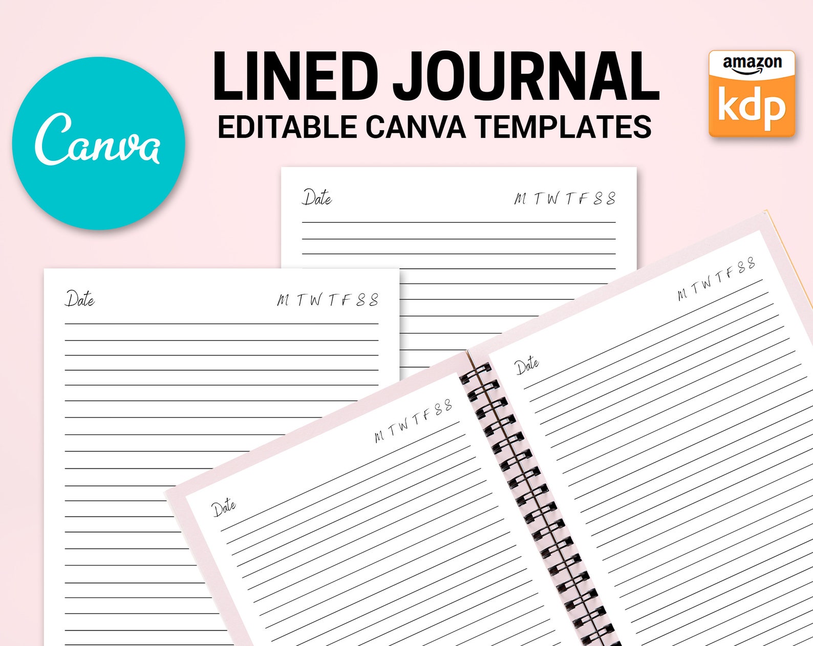 Canva Editable Lined Page Journal Commercial Use Canva KDP - Etsy