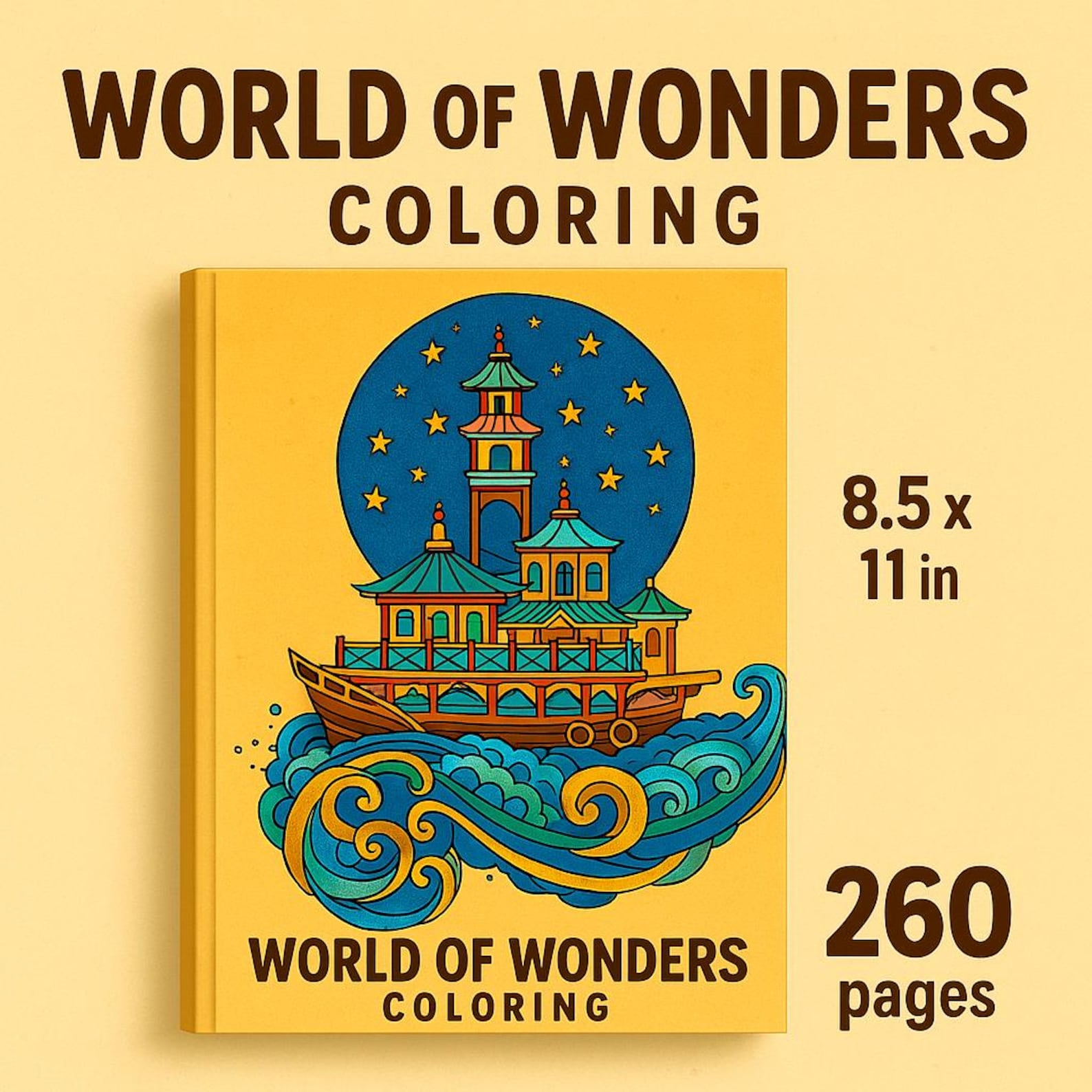 World of Wonders Coloring Book for Adults 260 Pages, Cozy Stress Relief ...