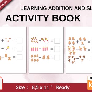 Learning Addition and Subtraction Activity Book PDF File 8.5x11 Inch ...