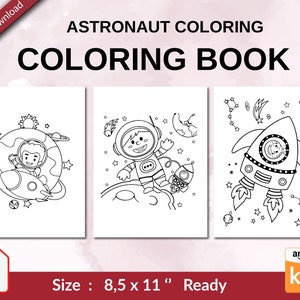 Cute Astronaut Coloring Book for Kids, 8,5x11 Printable PDF File Kids ...