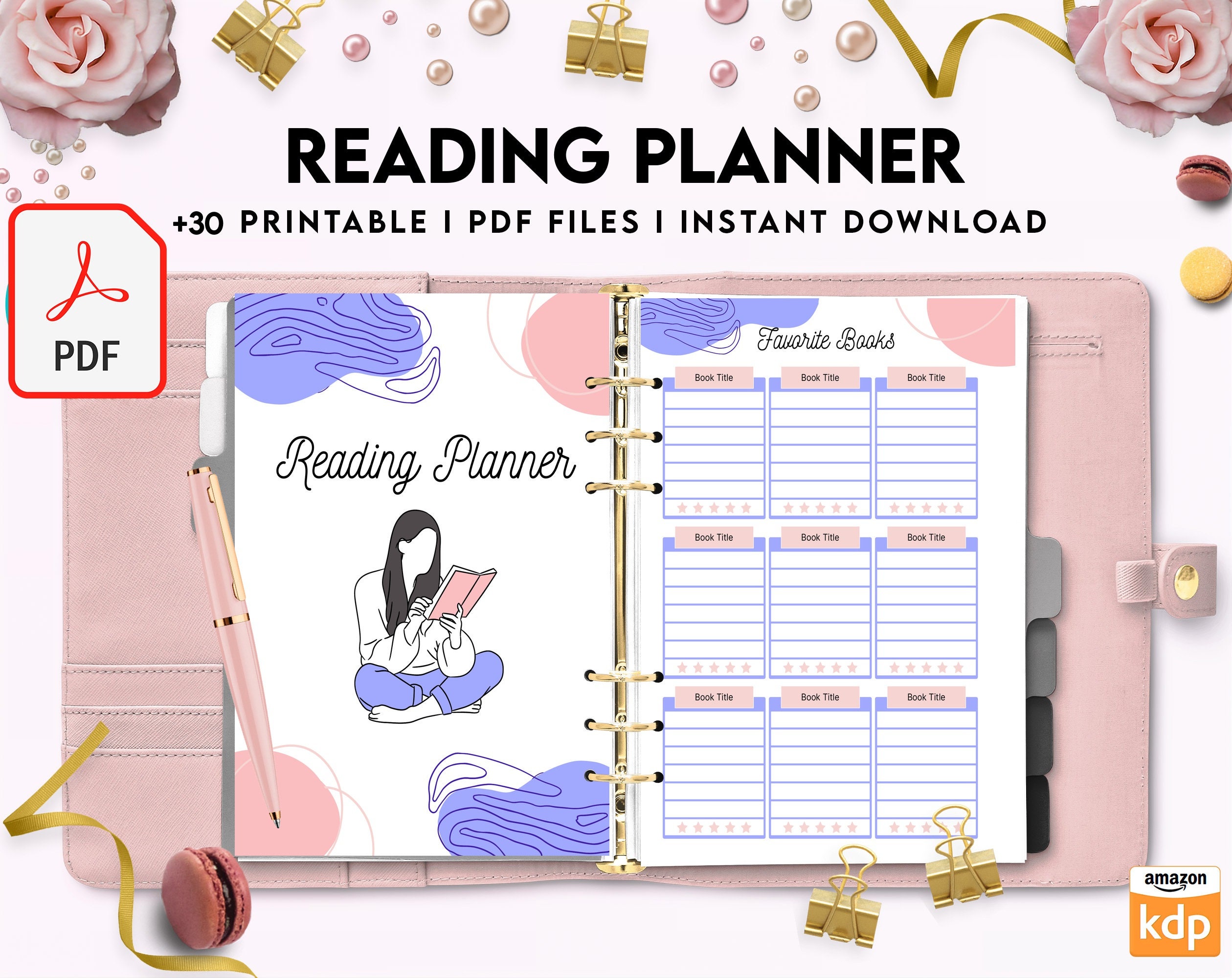 Reading Planner Printable Reading Journal Tracker Book - Etsy