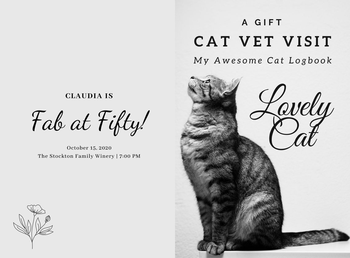 Cat Pet Vet Visit Book Cover Template Canva Editable for - Etsy
