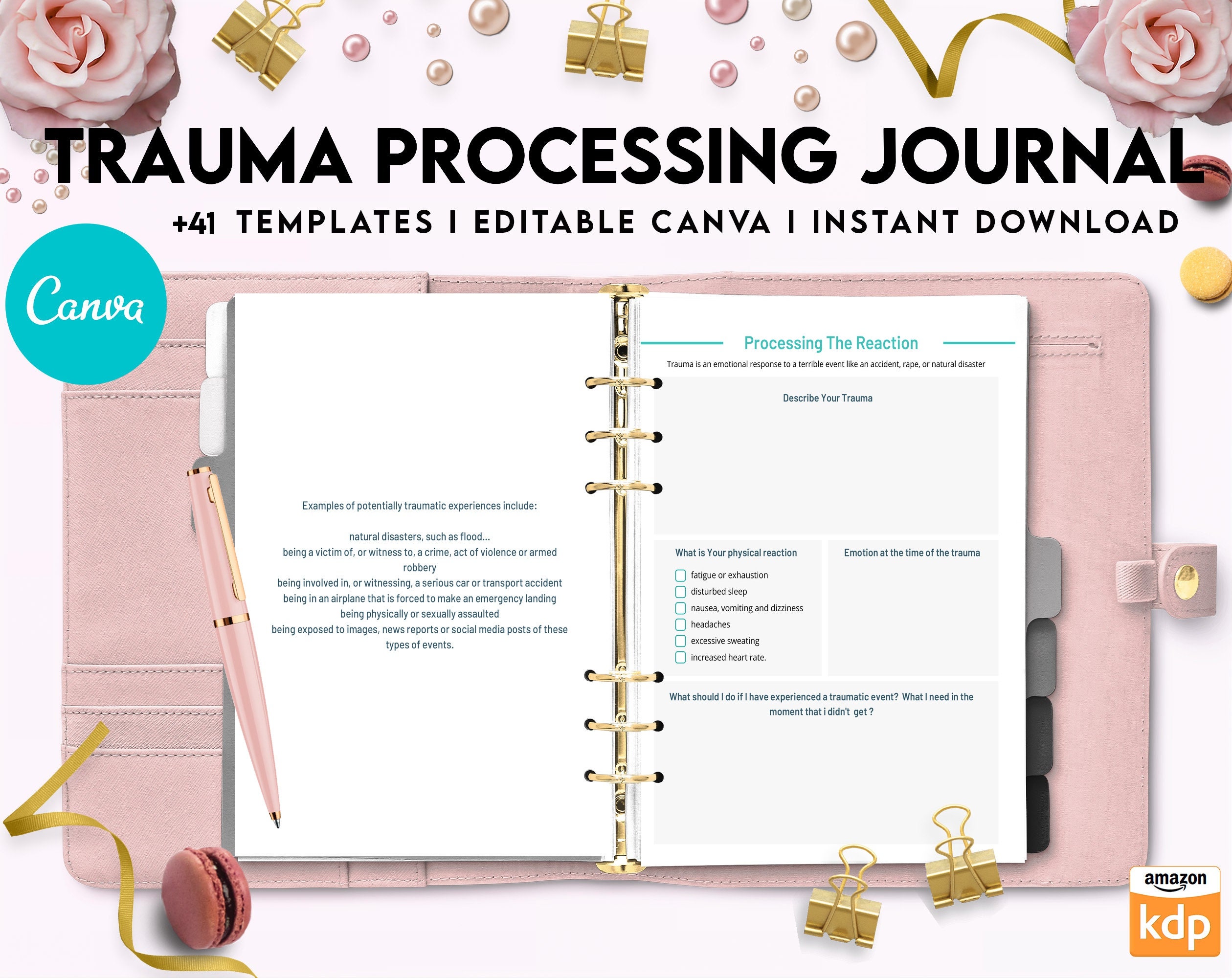 Trauma Processing Journal , Trauma Therapy, PTSD Worksheets, Emotion ...