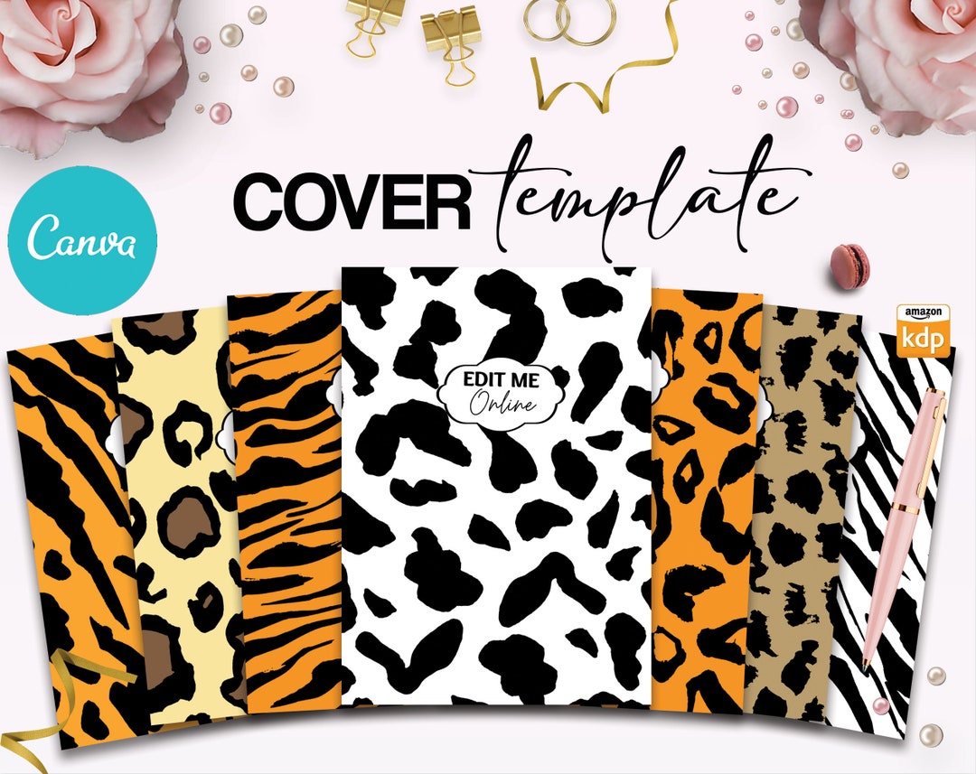 Safari African Animal Book Cover Template Bundle Canva Editable for ...