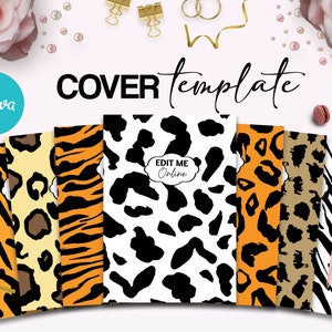 Safari African Animal Book Cover Template Bundle Canva Editable for ...
