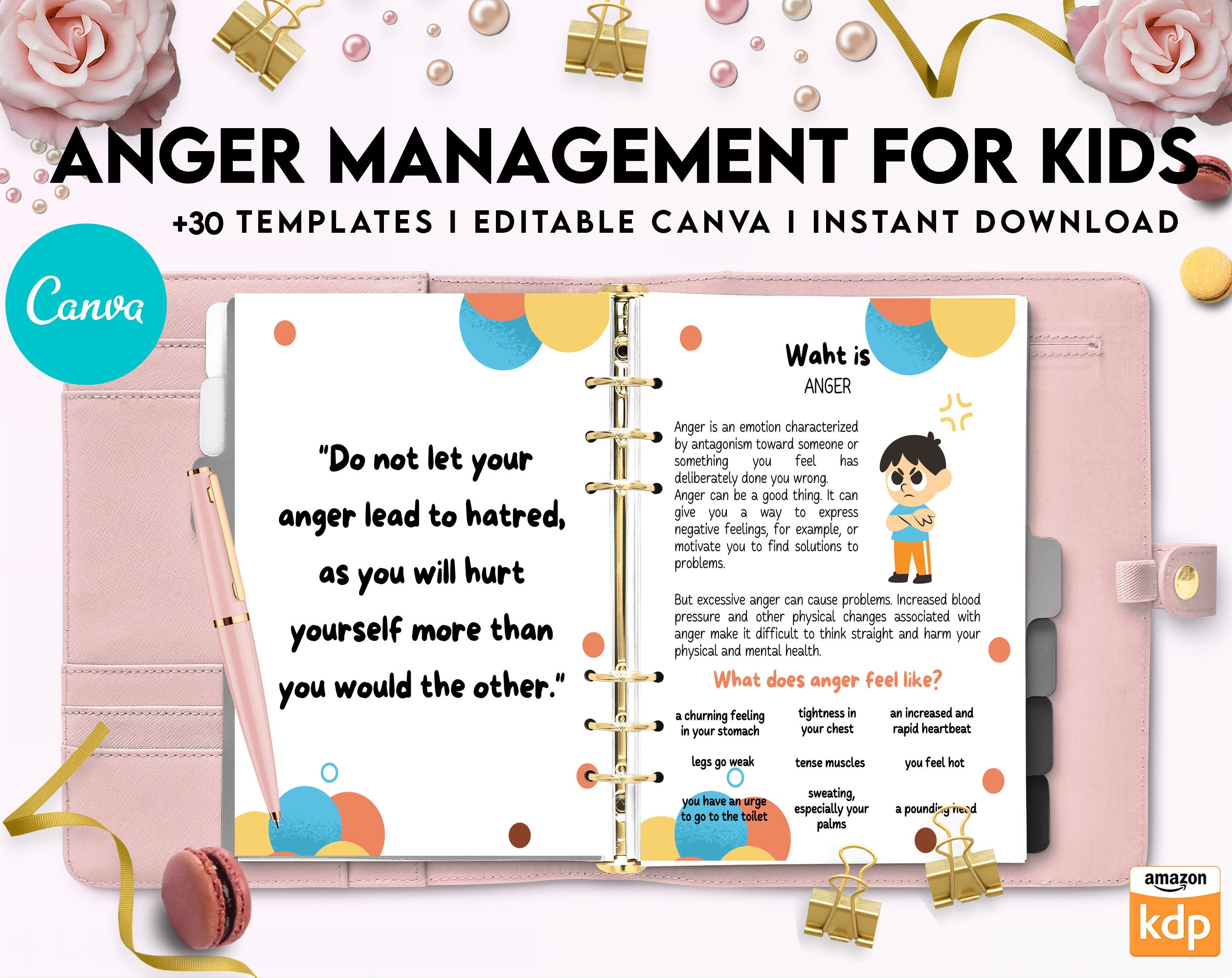 Anger Management for Kids, Kids Therapy Journal, Kids Self Care Journal ...