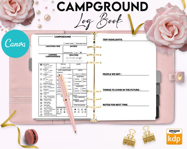 Camping Campground Journal 6x9 Canva Editable Template - Etsy