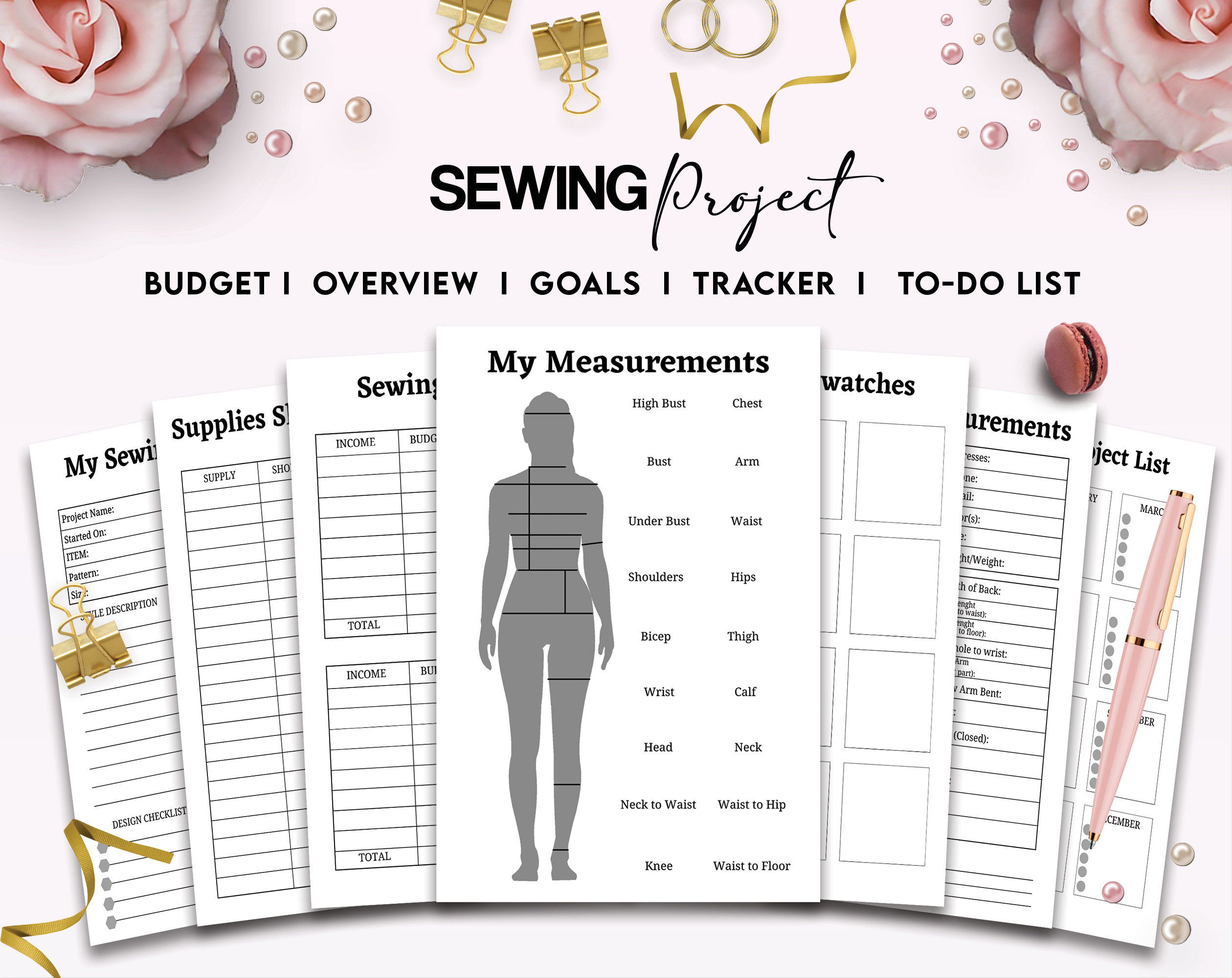 Sewing Projects Planner & Organizer 27 Editable Templates for - Etsy