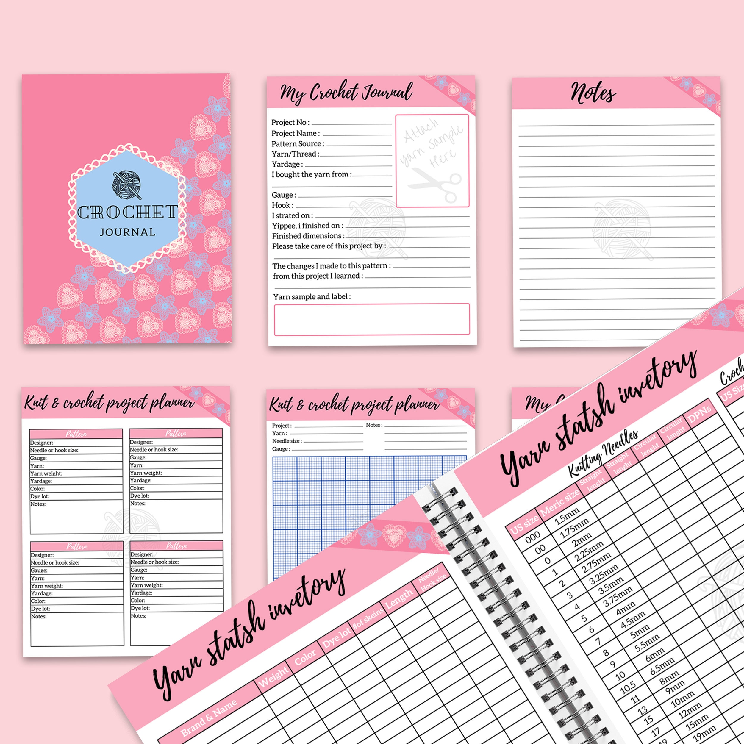 Crochet Editable Templates for Journal Canva KDP Planner - Etsy