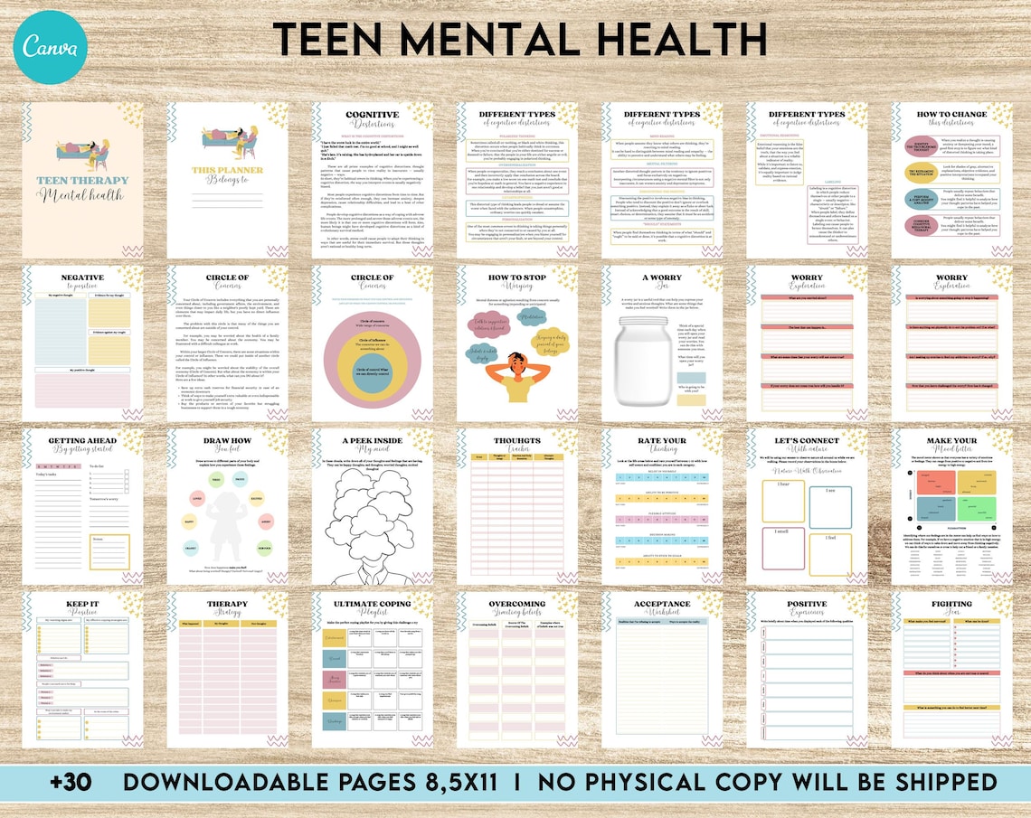 Teen Mental Health Teen Therapy Journal Teen Coping Skills - Etsy