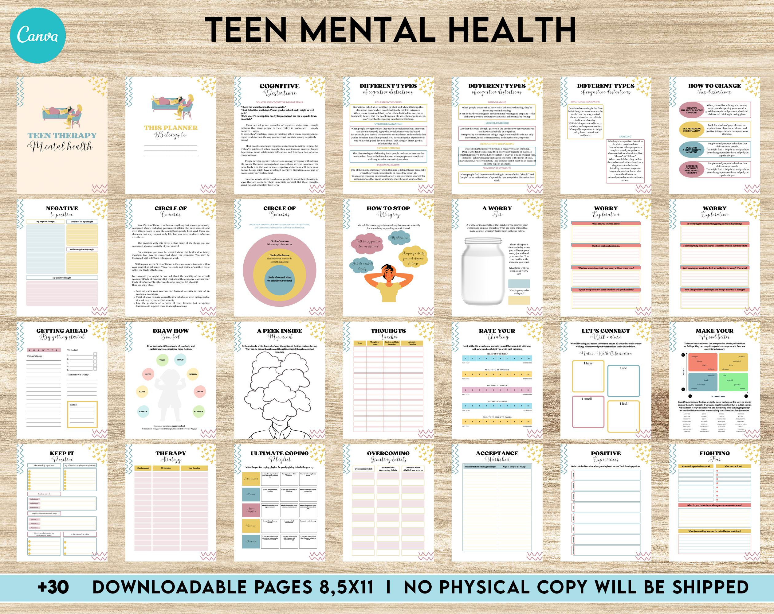 Teen Mental Health, Teen Therapy Journal , Teen Coping Skills, Teen ...