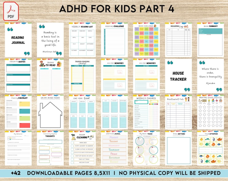 Kids ADHD Planner, Kids Mental Health - Etsy