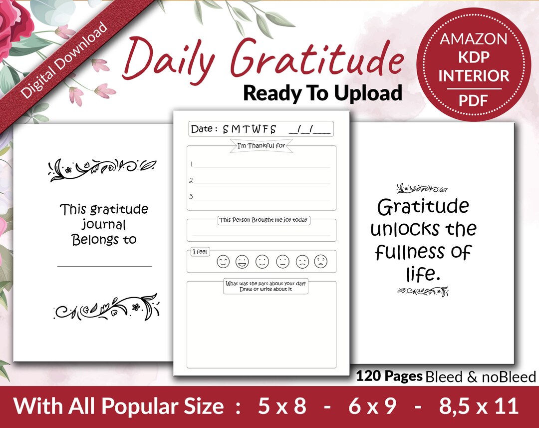 Daily Gratitude Journal 120 Pages Ready to Upload PDF Commercial Use ...