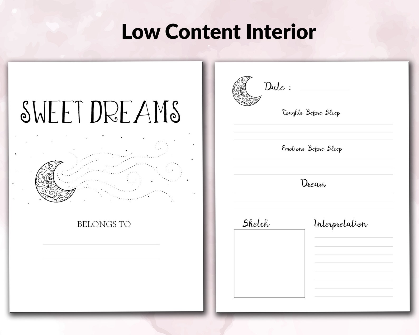 Dream Journal Amazon KDP Interiors Templates for Journal & Low - Etsy