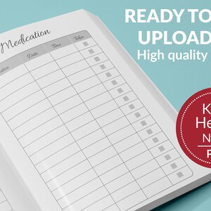 Medication Log Book 120 Pages Ready to Upload PDF Commercial Use Low ...