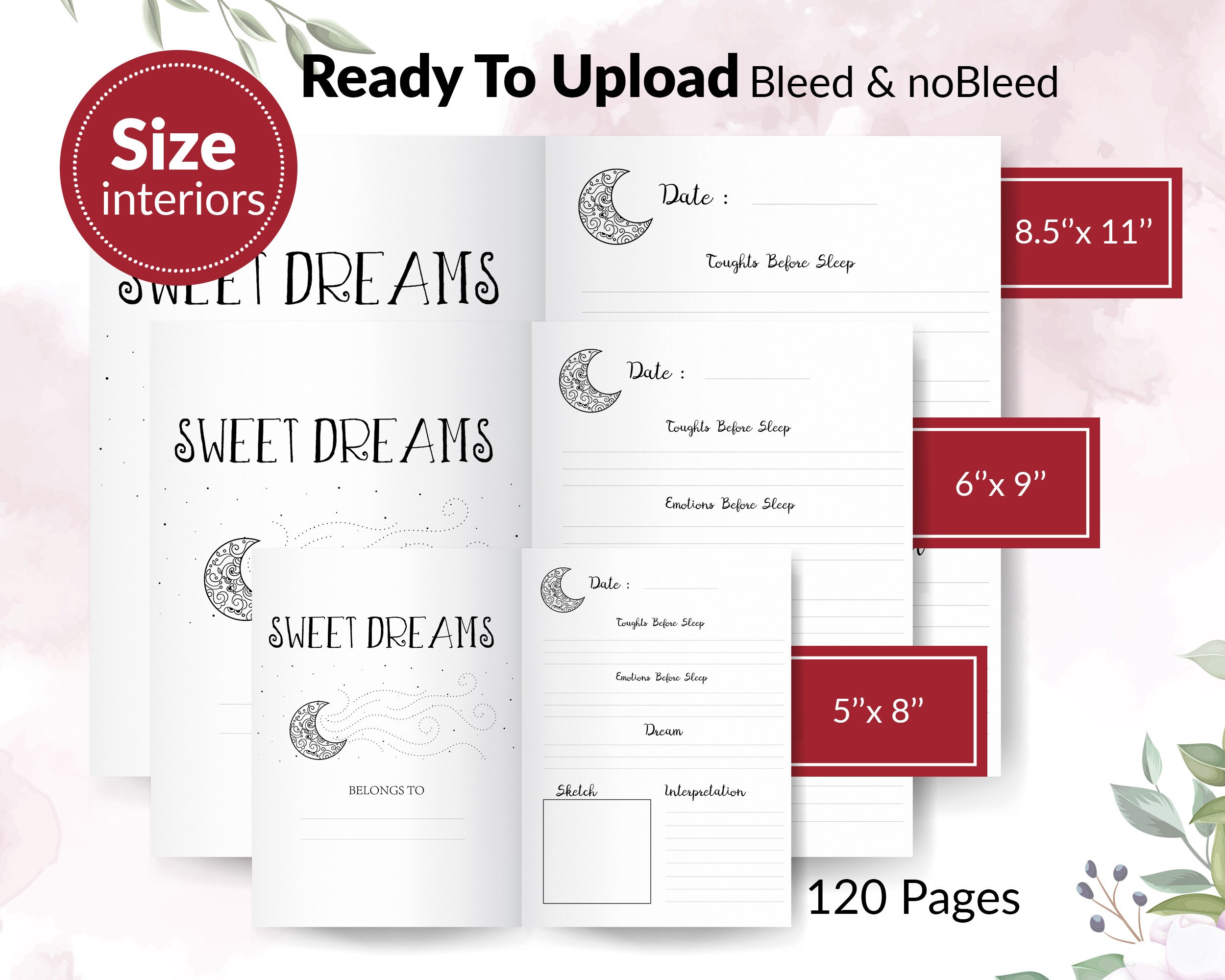 Dream Journal Amazon KDP Interiors Templates for Journal & Low - Etsy ...