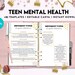 Teen Mental Health, Teen Therapy Journal , Teen Coping Skills, Teen ...
