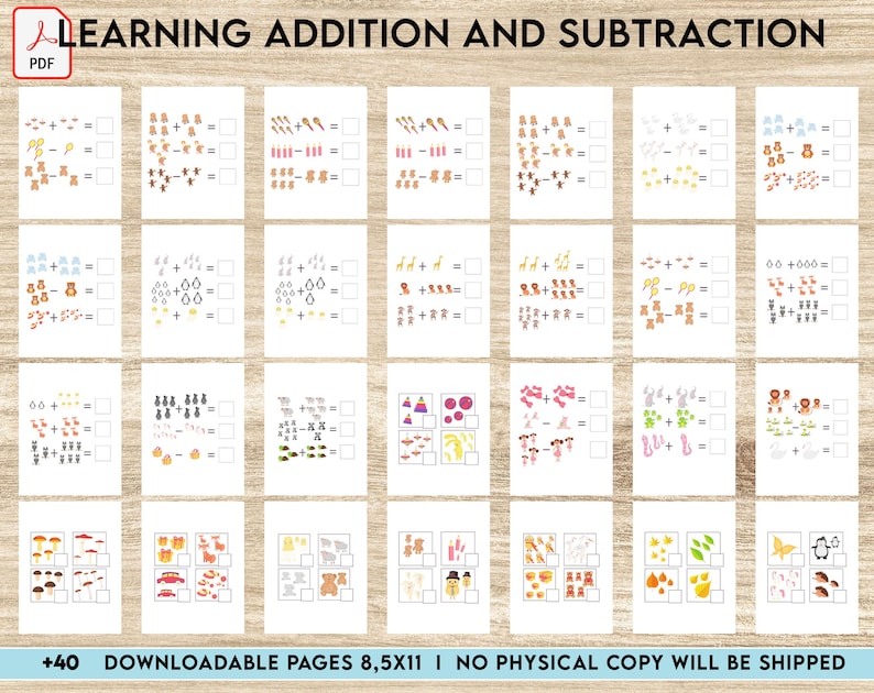 Learning Addition and Subtraction Activity Book PDF File 8.5x11 Inch ...