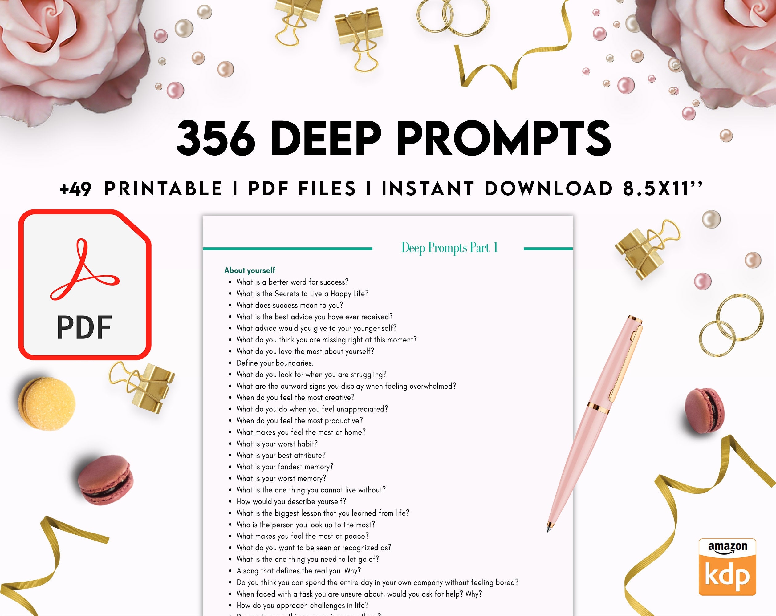 365 Prompts Journal Mental Health Journal Self Care Journal - Etsy