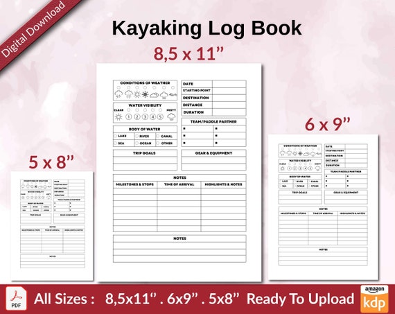 Kayaking Log Book 120 Pages Ready to Upload PDF Used as Low | Etsy