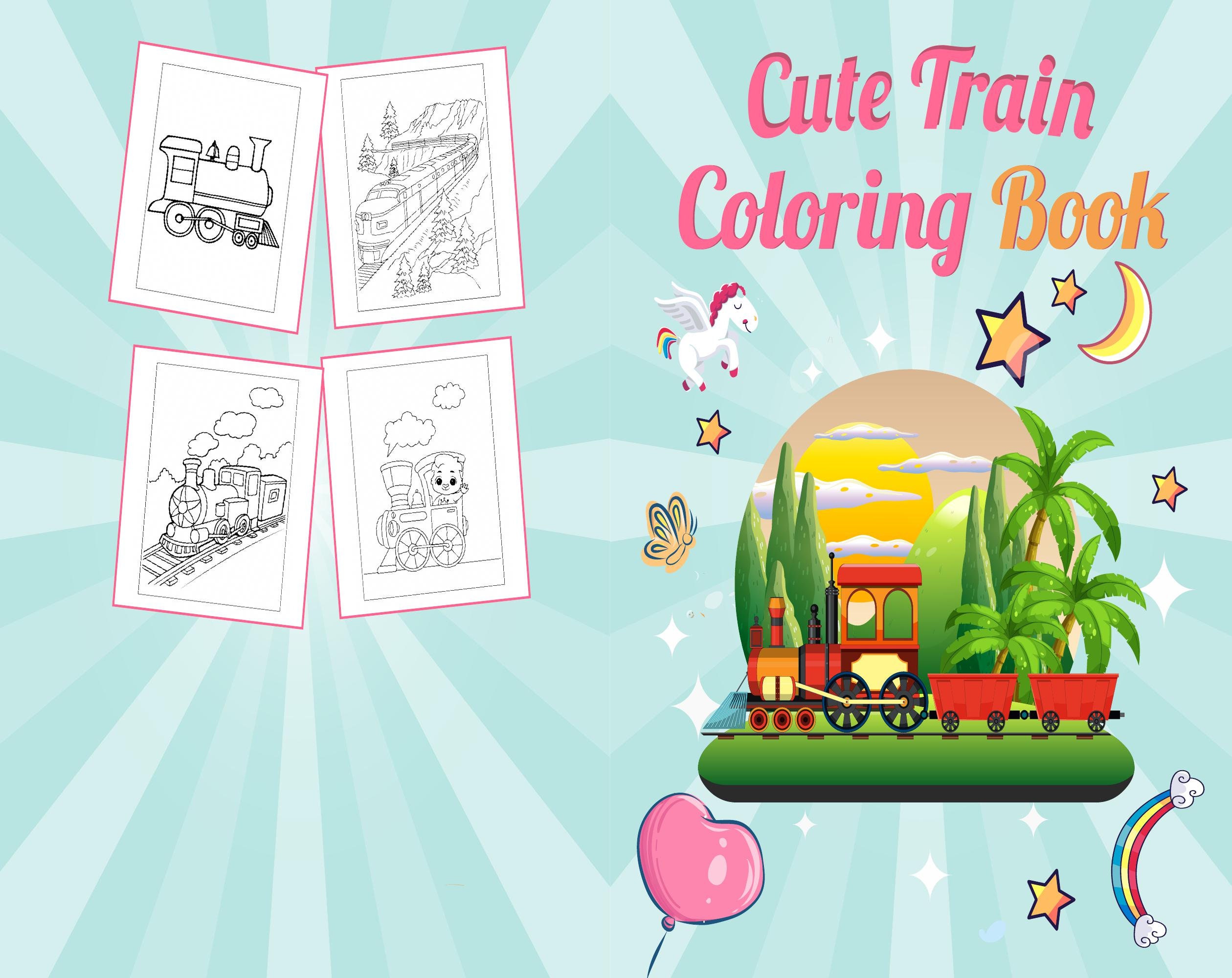 Cute Train Coloring Book for Kids 85x11 Printable PDF File - Etsy
