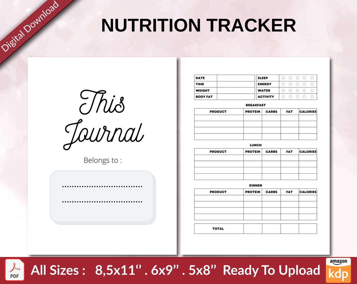 Nutrition Tracker, KDP Interior, 5x8 6x9 8.5x11 (PDF Pattern) - Etsy