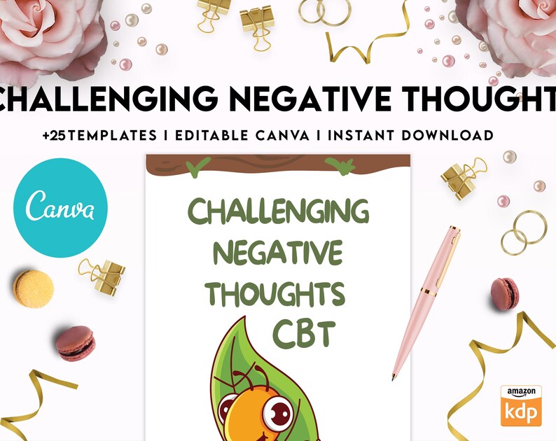 Challenging Negative Thoughts CBT Editable Templates - Etsy