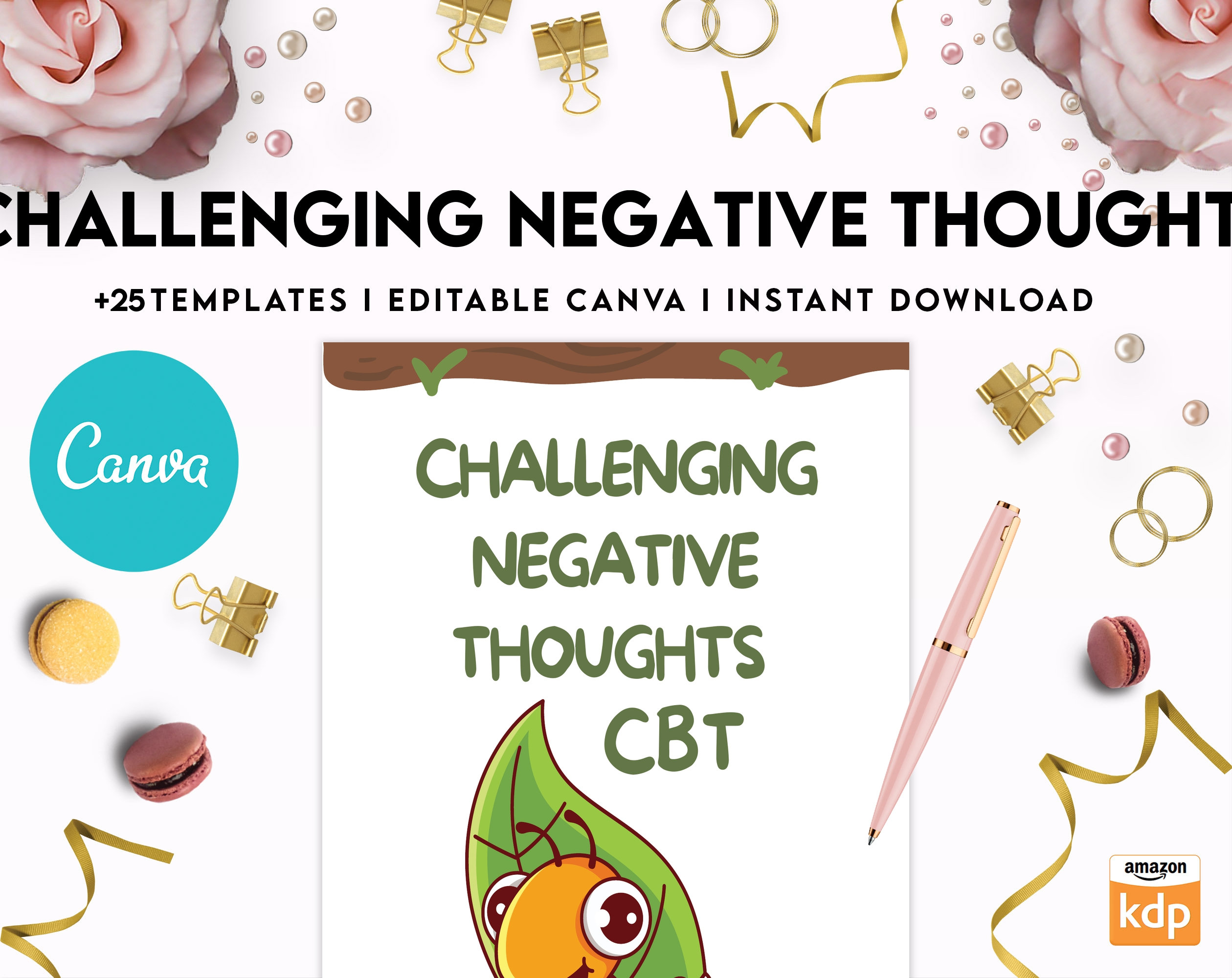 Challenging Negative Thoughts CBT Editable Templates - Etsy