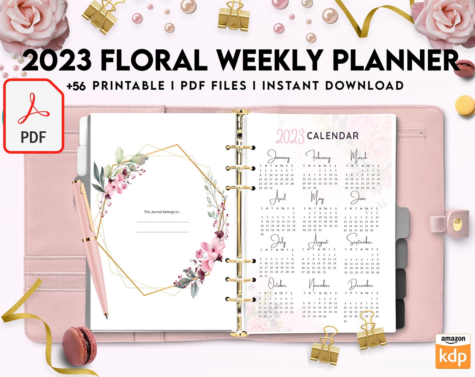 2023 Floral Weekly Planner Dated 2023 Planner Calendar - Etsy