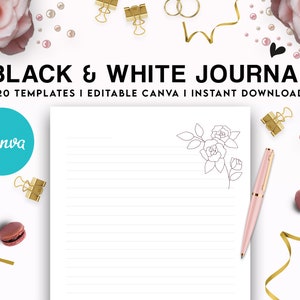 Canva Lined Flower Journal, 20 Editable Templates for Notebook, Canva ...